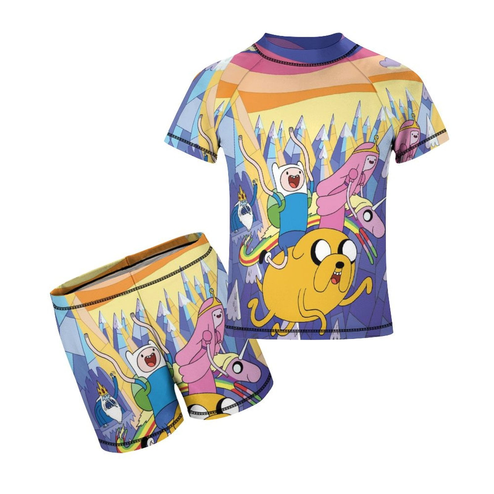 Adventure Time Boys 2-Piece Swimsuit Set Bathing Suit Short Sleeve ...