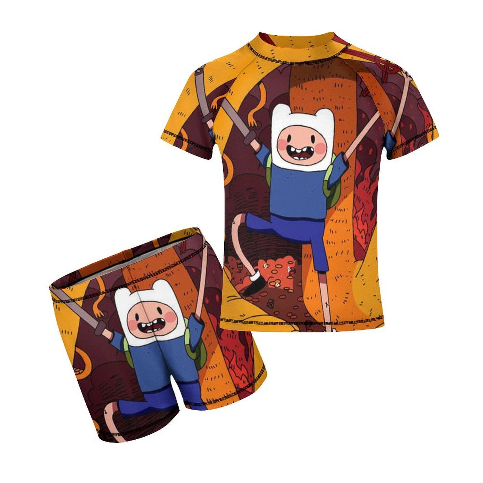 Adventure Time Boys 2-Piece Swimsuit Set Bathing Suit Short Sleeve ...