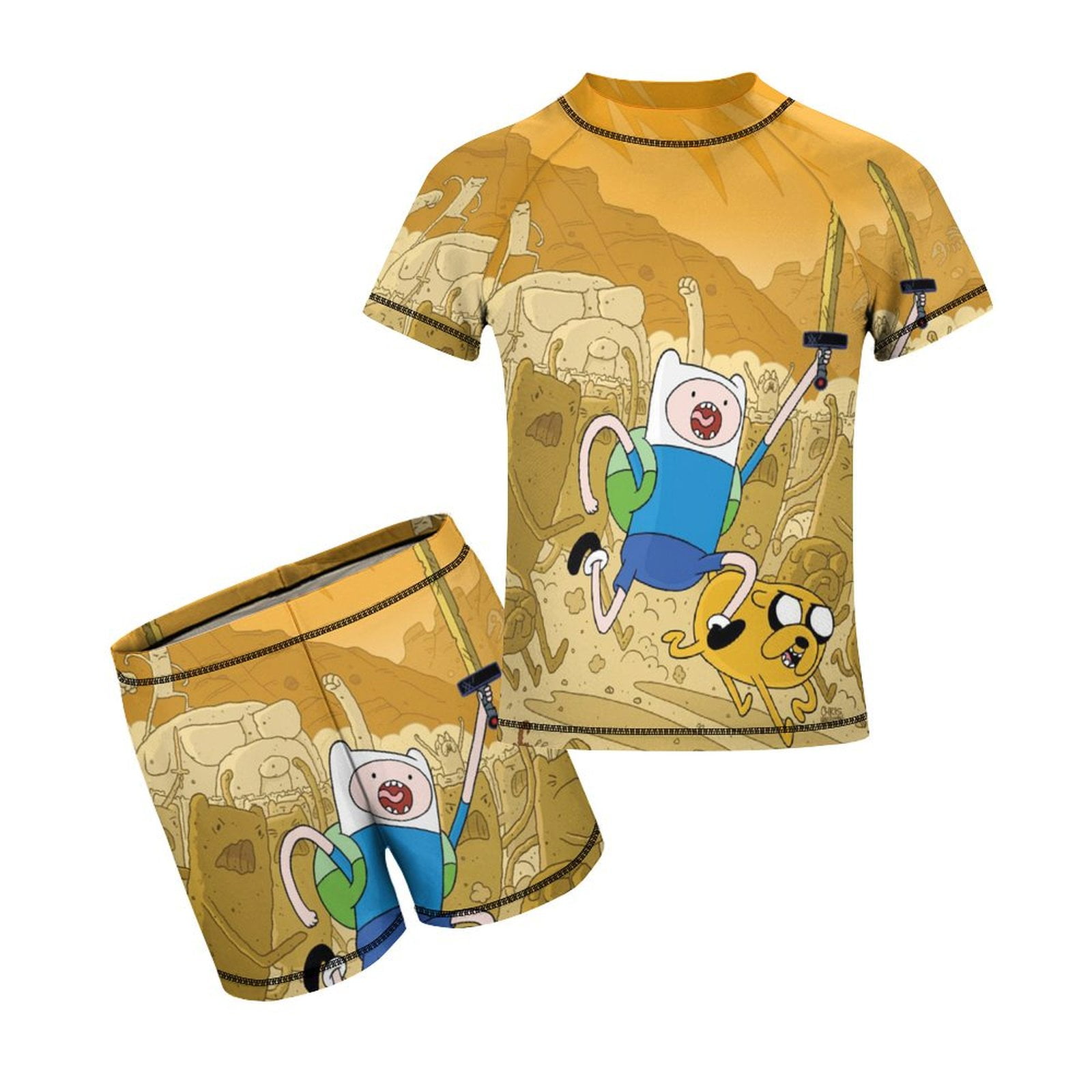 Adventure Time Boys 2-Piece Swimsuit Set Bathing Suit Short Sleeve ...