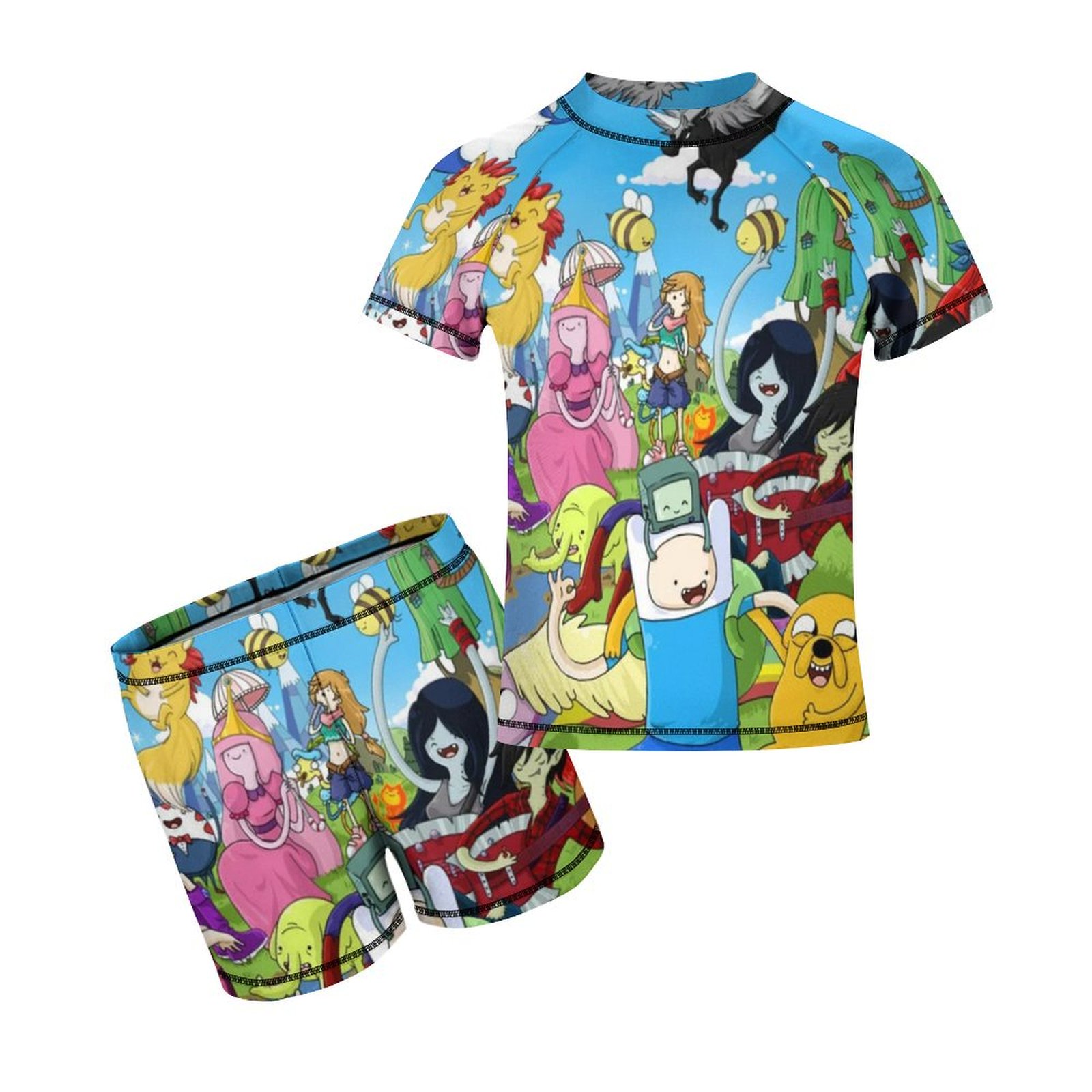Adventure Time Boys 2-Piece Swimsuit Set Bathing Suit Short Sleeve ...