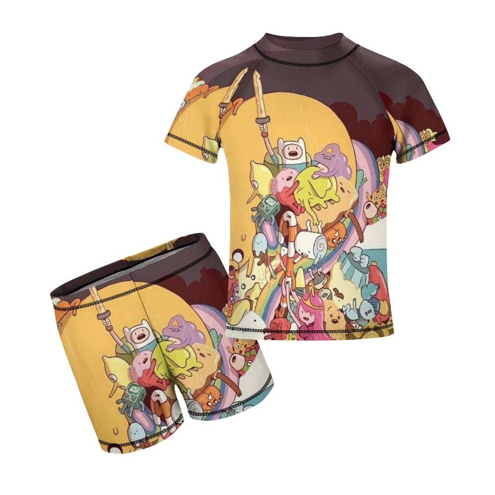 Adventure Time Boys 2-Piece Swimsuit Set Bathing Suit Short Sleeve ...