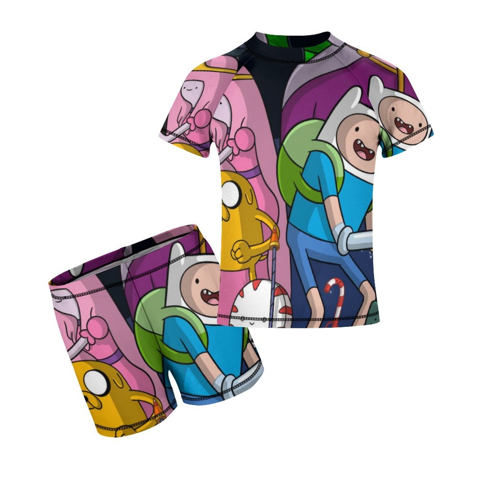 Adventure Time Boys 2-Piece Swimsuit Set Bathing Suit Short Sleeve ...