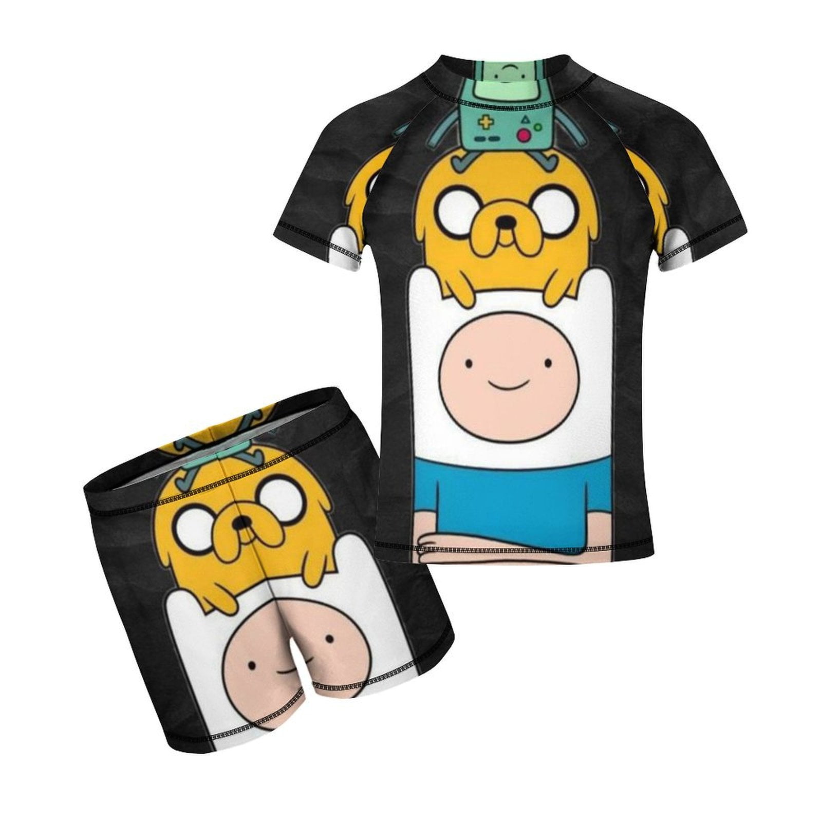 Adventure Time Boys 2-Piece Swimsuit Set Bathing Suit Short Sleeve ...