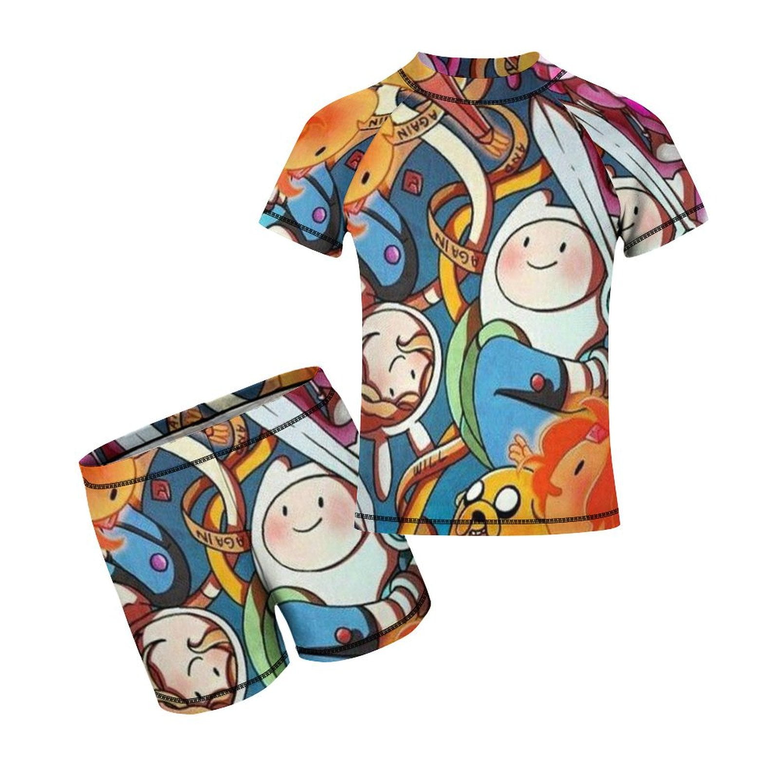 Adventure Time Boys 2-Piece Swimsuit Set Bathing Suit Short Sleeve ...