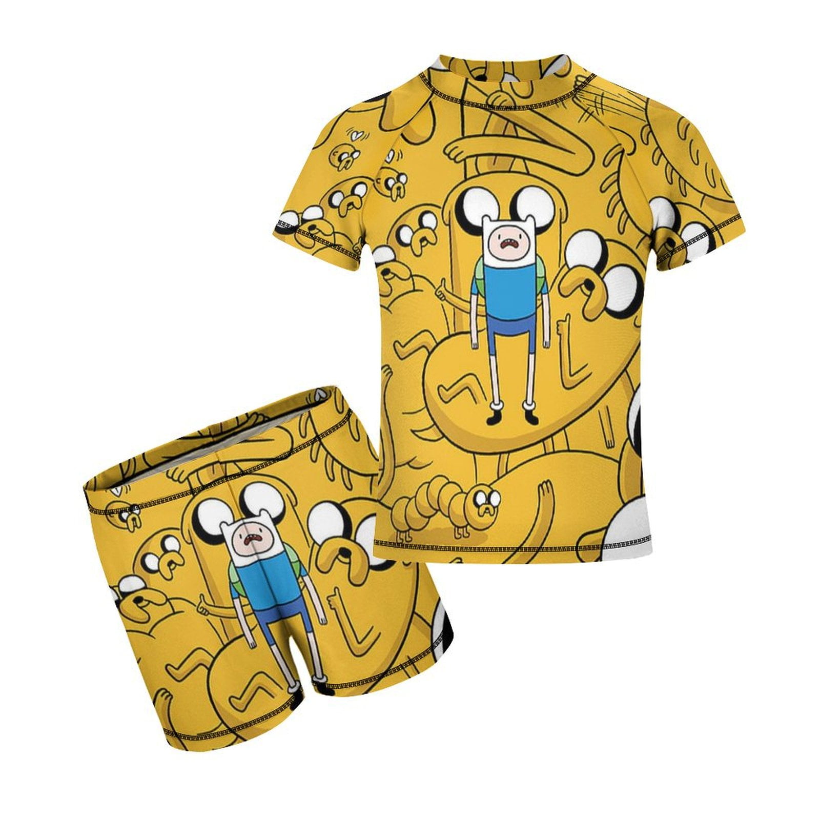 Adventure Time Boys 2-Piece Swimsuit Set Bathing Suit Short Sleeve ...