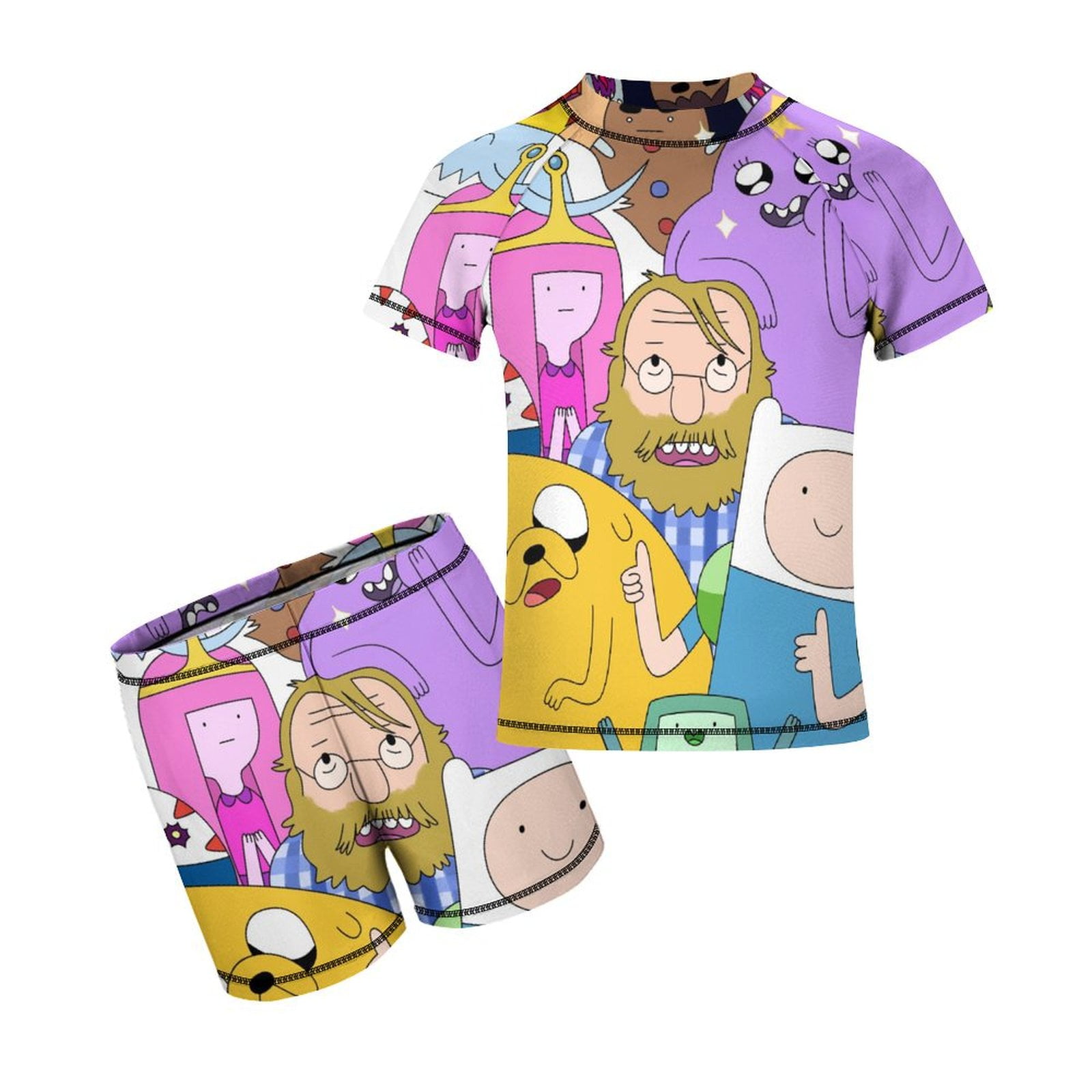 Adventure Time Boys 2-Piece Swimsuit Set Bathing Suit Short Sleeve ...