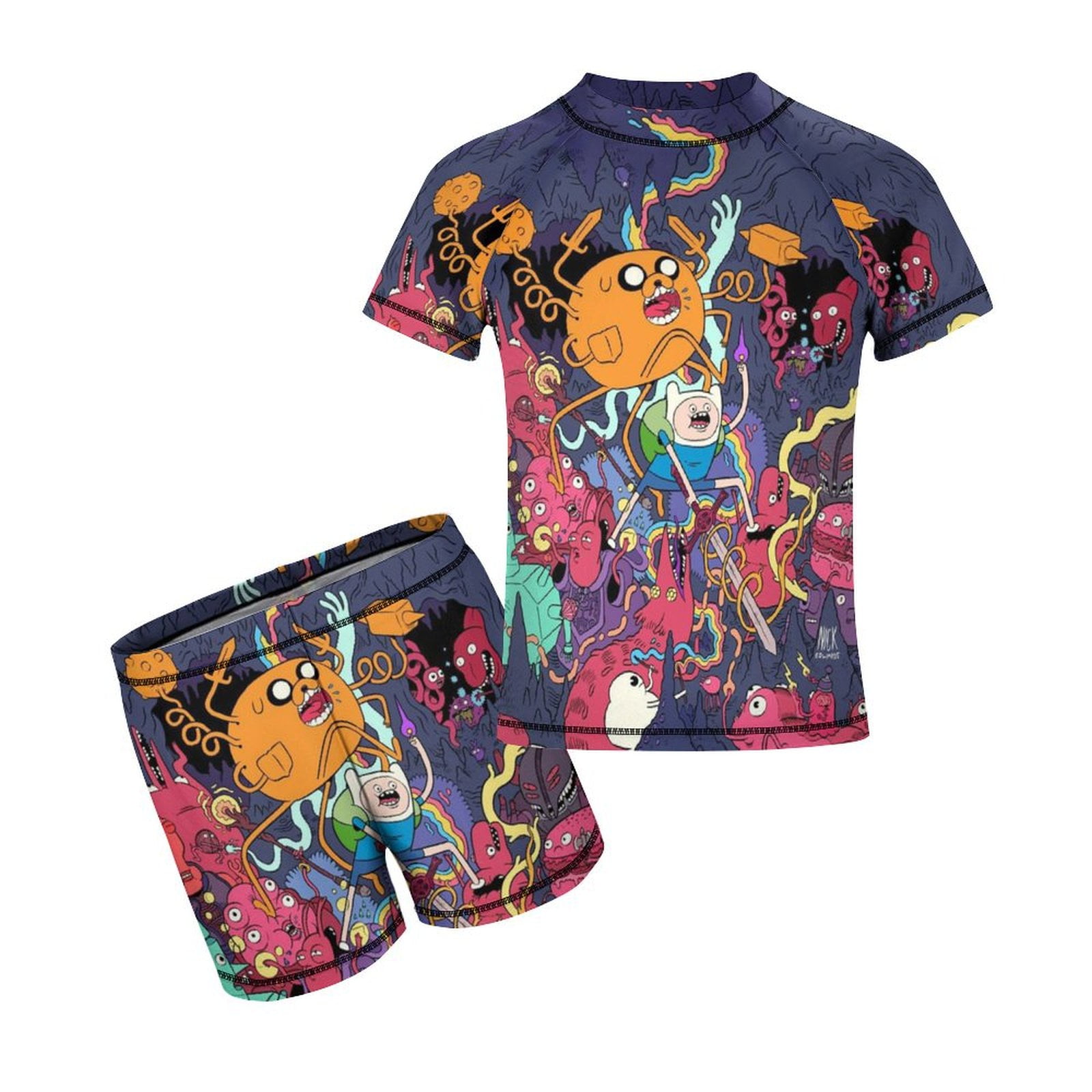 Adventure Time Boys 2-Piece Swimsuit Set Bathing Suit Short Sleeve ...