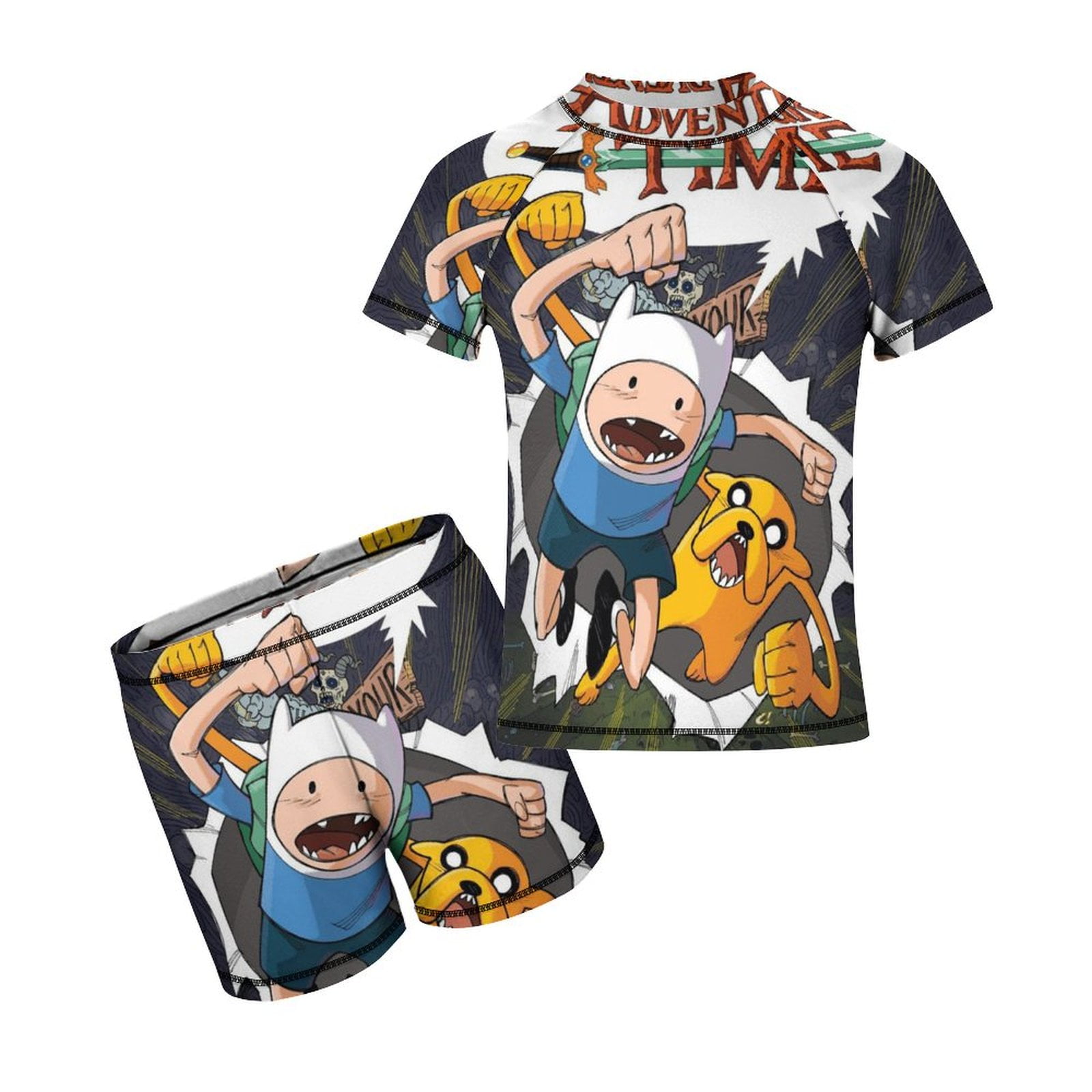 Adventure Time Boys 2-Piece Swimsuit Set Bathing Suit Short Sleeve ...