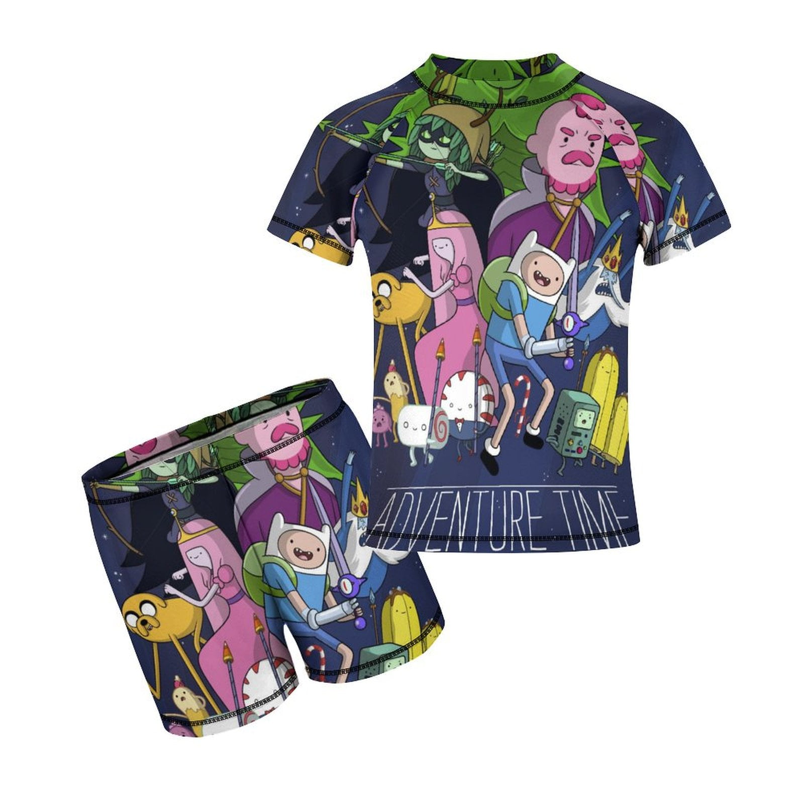 Adventure Time Boys 2-Piece Swimsuit Set Bathing Suit Short Sleeve ...