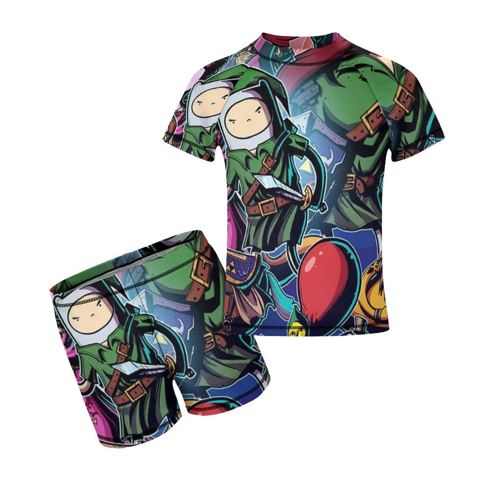 Adventure Time Boys 2-Piece Swimsuit Set Bathing Suit Short Sleeve ...