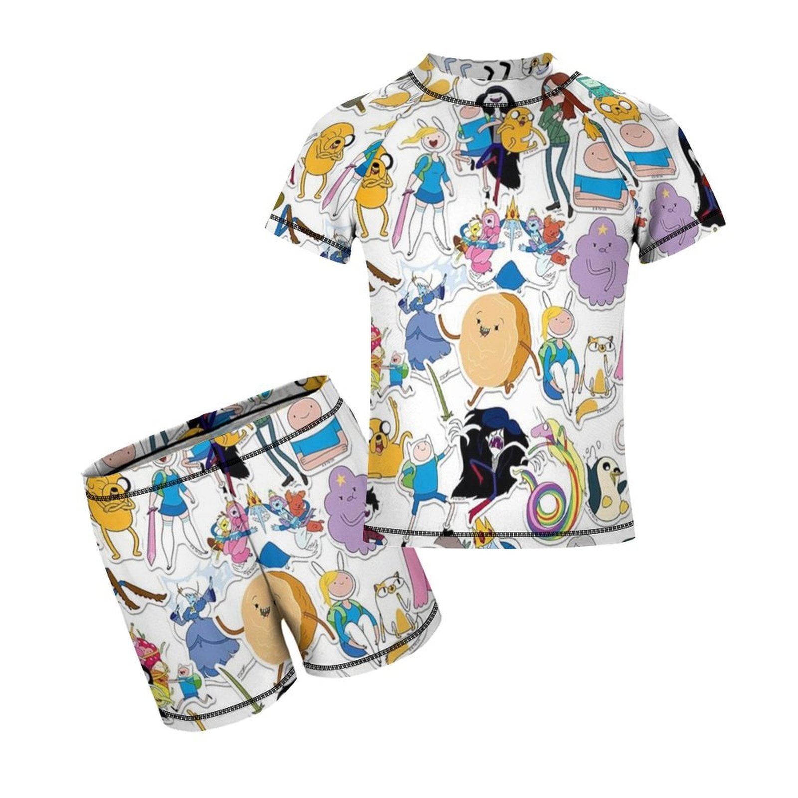 Adventure Time Boys 2-Piece Swimsuit Set Bathing Suit Short Sleeve ...