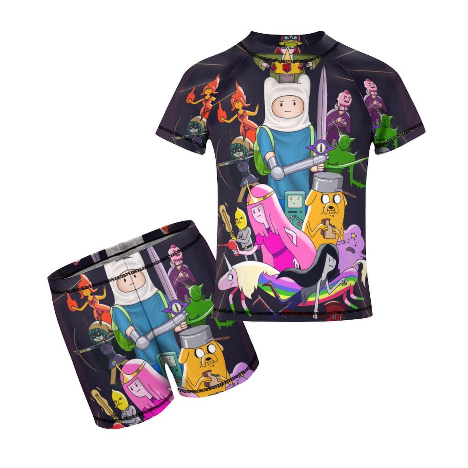 Adventure Time Boys 2-Piece Swimsuit Set Bathing Suit Short Sleeve ...