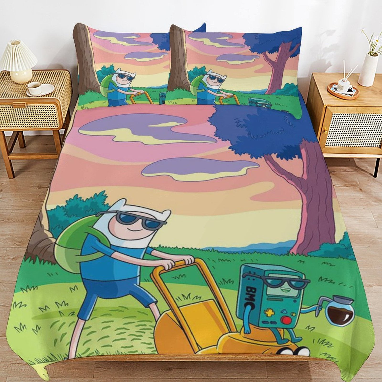 Adventure Time Cartoon 3 Pieces Bedding Set Double Sided Printing Soft ...