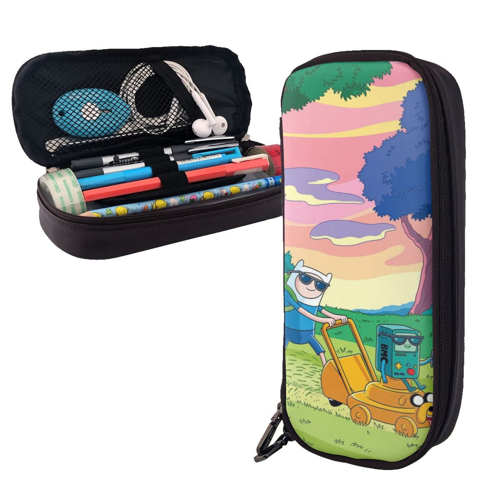 Adventure Time Cartoon Brown Pencil Case Student Leather Pen Bag Holder ...