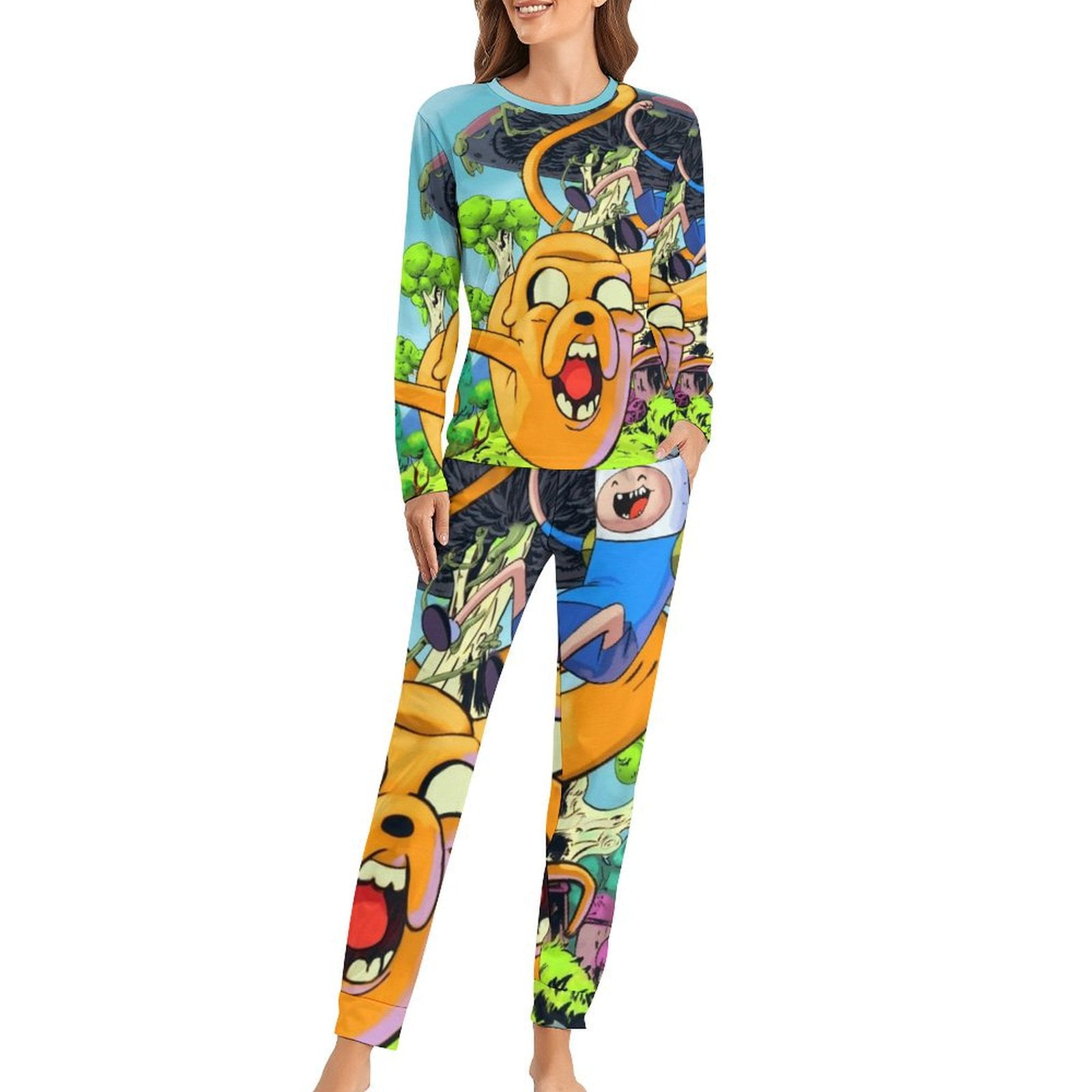 Adventure Time Cartoon Womens Pajama Set Loungewear Cozy Soft House ...
