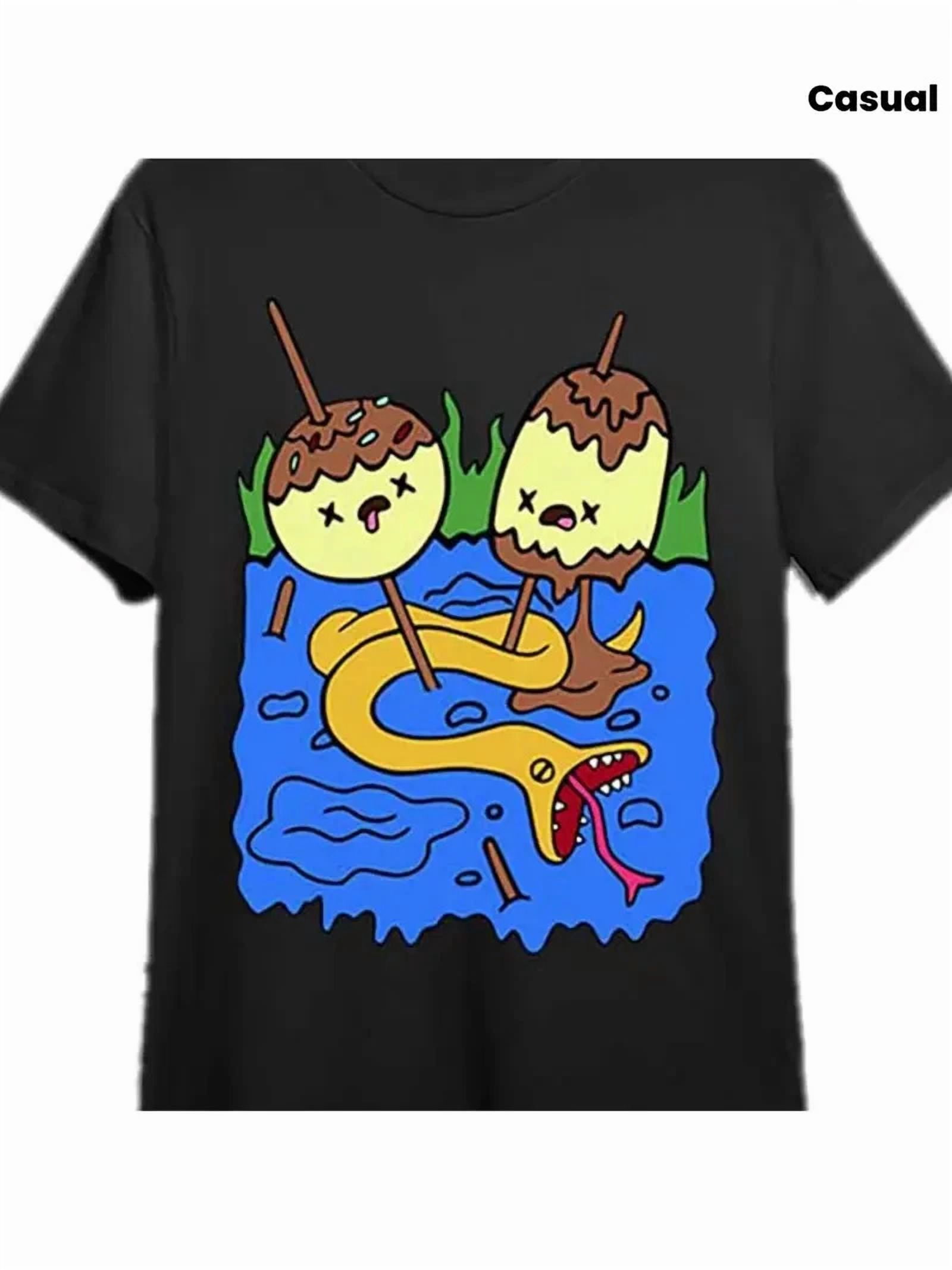 Adventure Time Casual Black Short Sleeve Cartoon Network T-Shirt, for ...