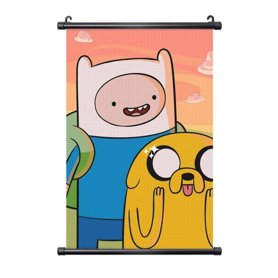 Adventure Time Characters Black Plastic Shaft Hanging Poster Canvas ...