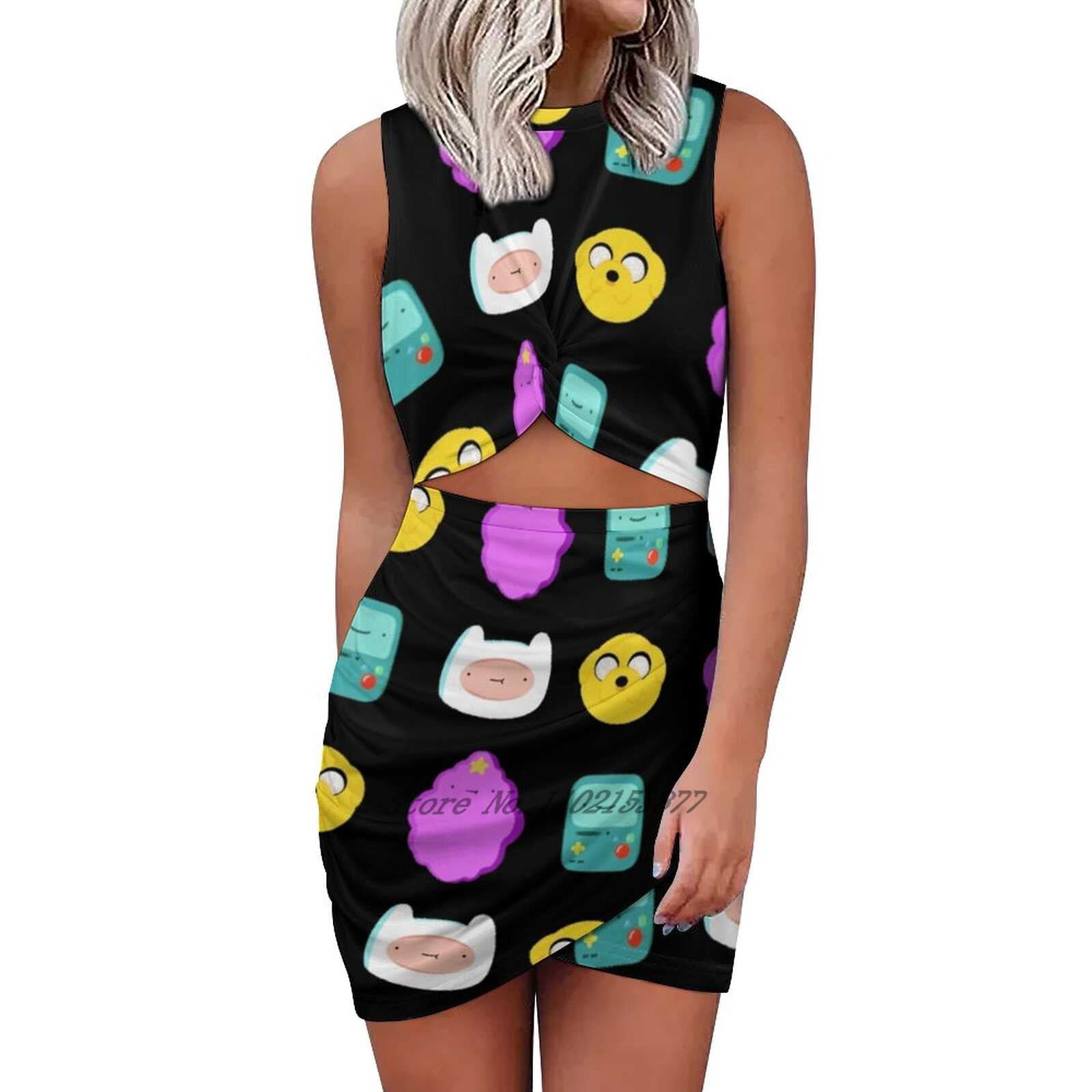 Adventure Time Characters Loose Pocket Dress Summer Sexy V Neck Dress ...