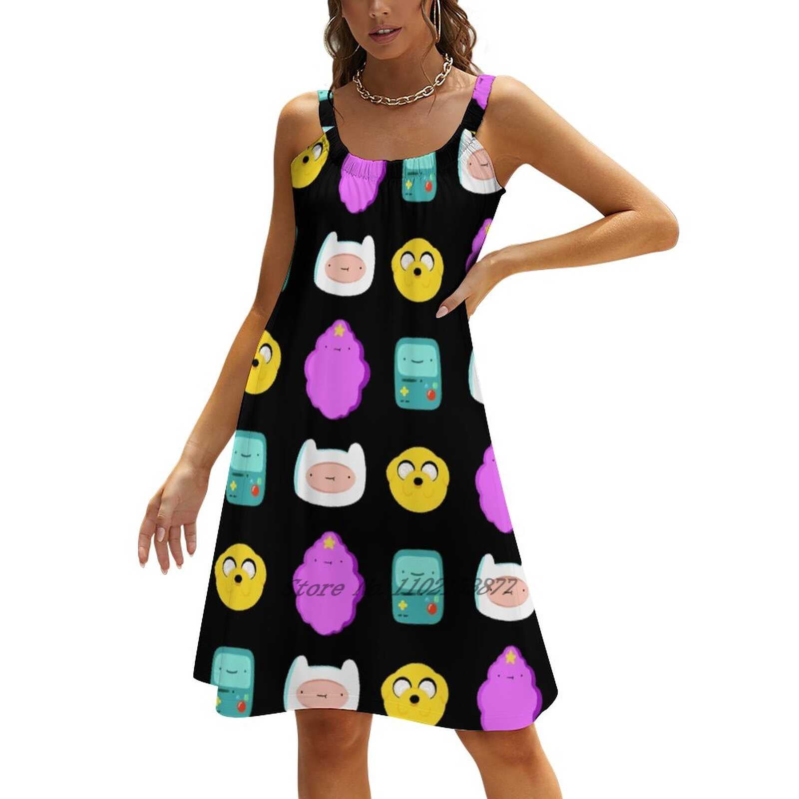 Adventure Time Characters Loose Pocket Dress Summer Sexy V Neck Dress ...