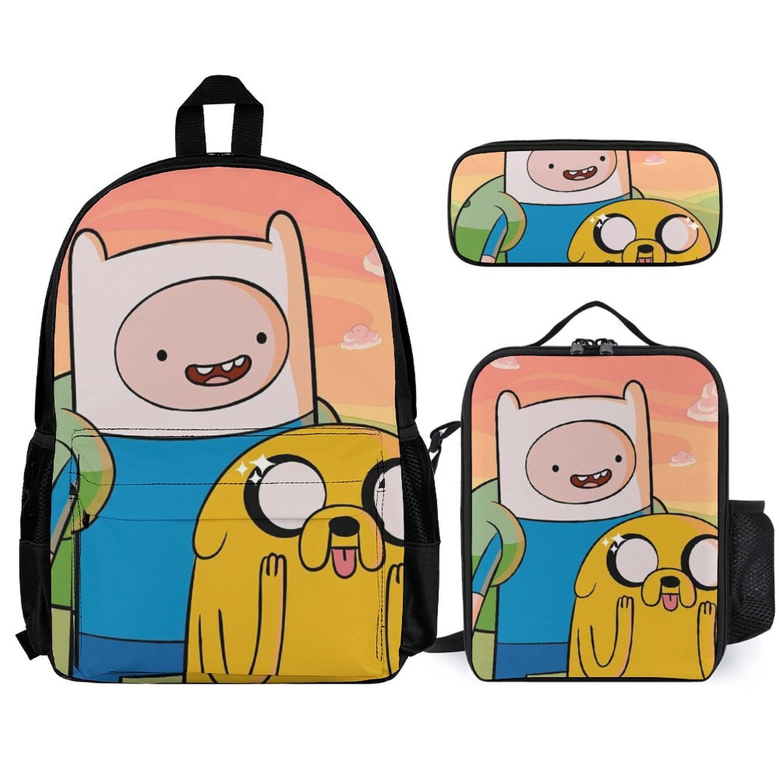Adventure Time Characters Schoolbag 3-Pieces Set With Pencil Case Lunch ...