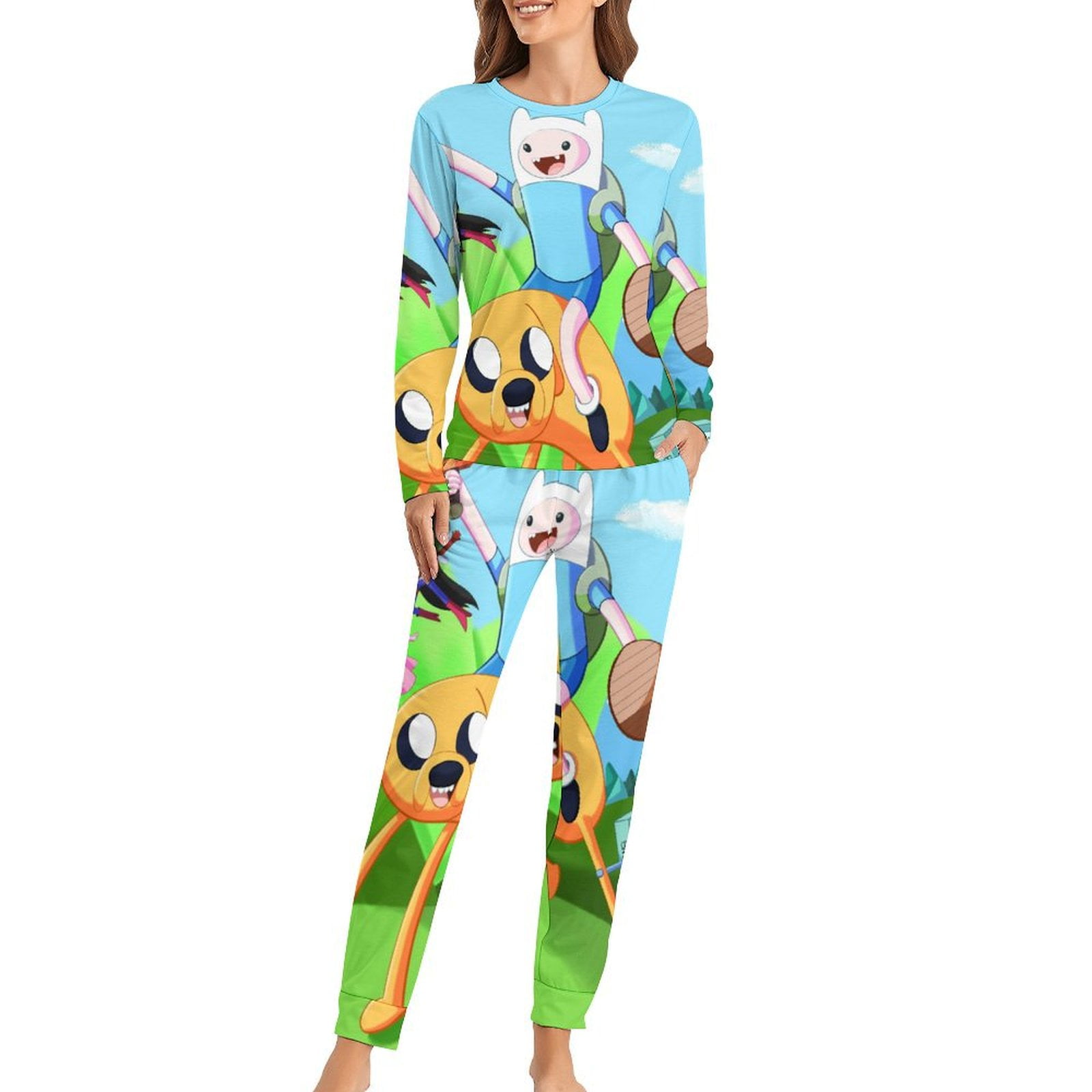 Adventure Time Characters Womens Pajama Set Loungewear Cozy Soft House ...