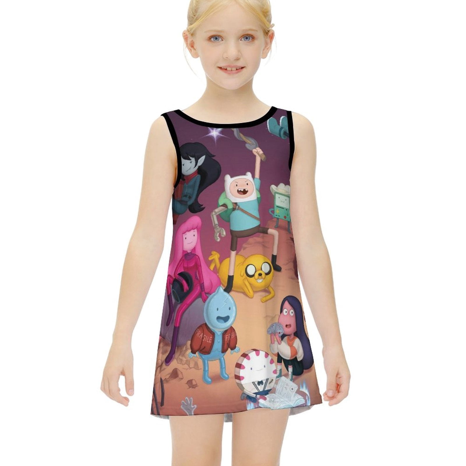 Adventure Time Children's Sleeveless Dress 3D Printed Classical Casual ...