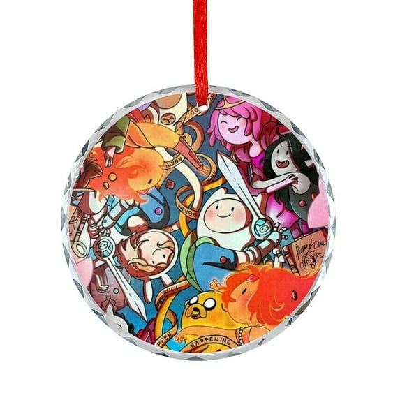 Adventure Time Christmas Round Ornament Glass Circular Pendant Smooth ...