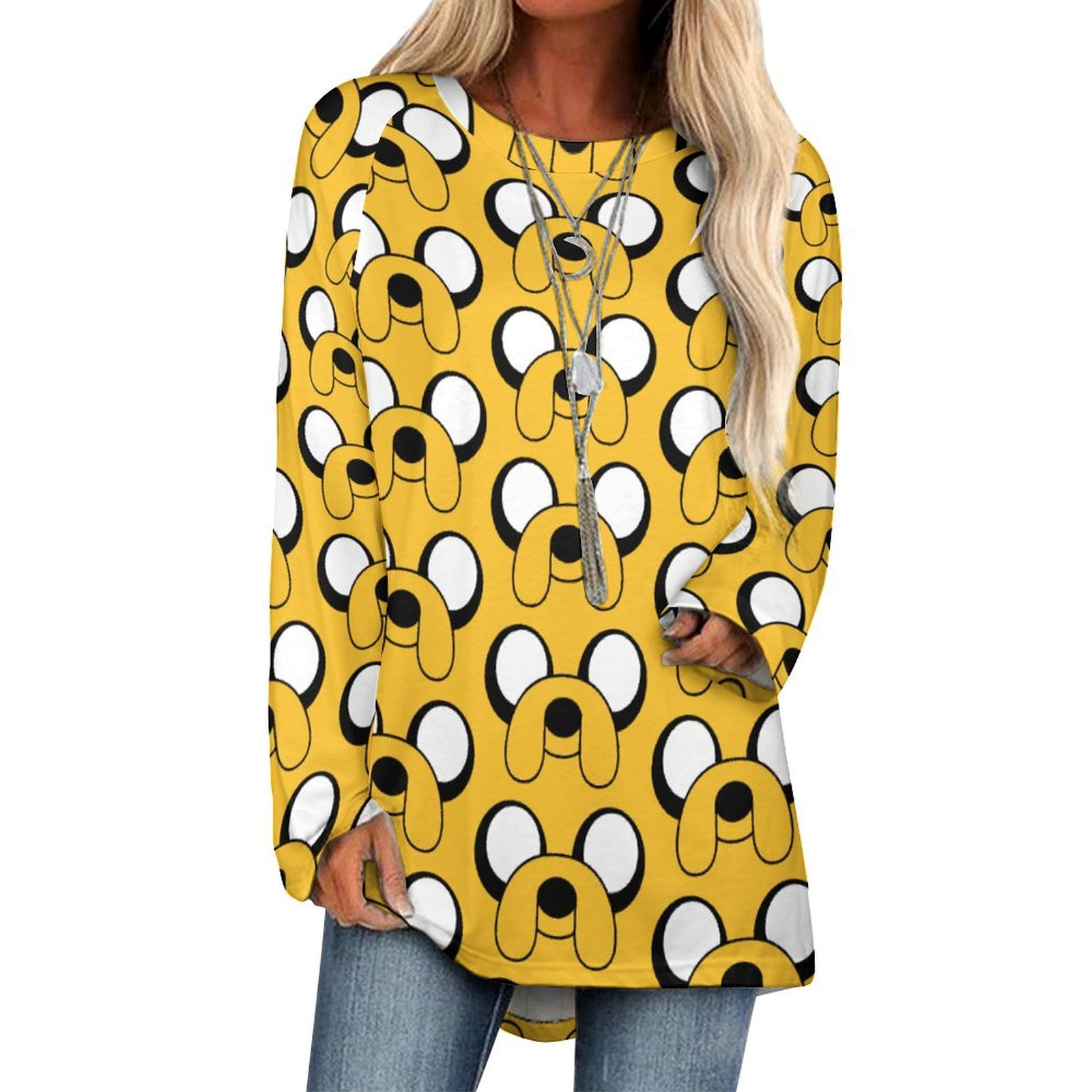 Adventure Time Dog Jake Womens Long Sleeve T-Shirt Loose Fit Tops ...