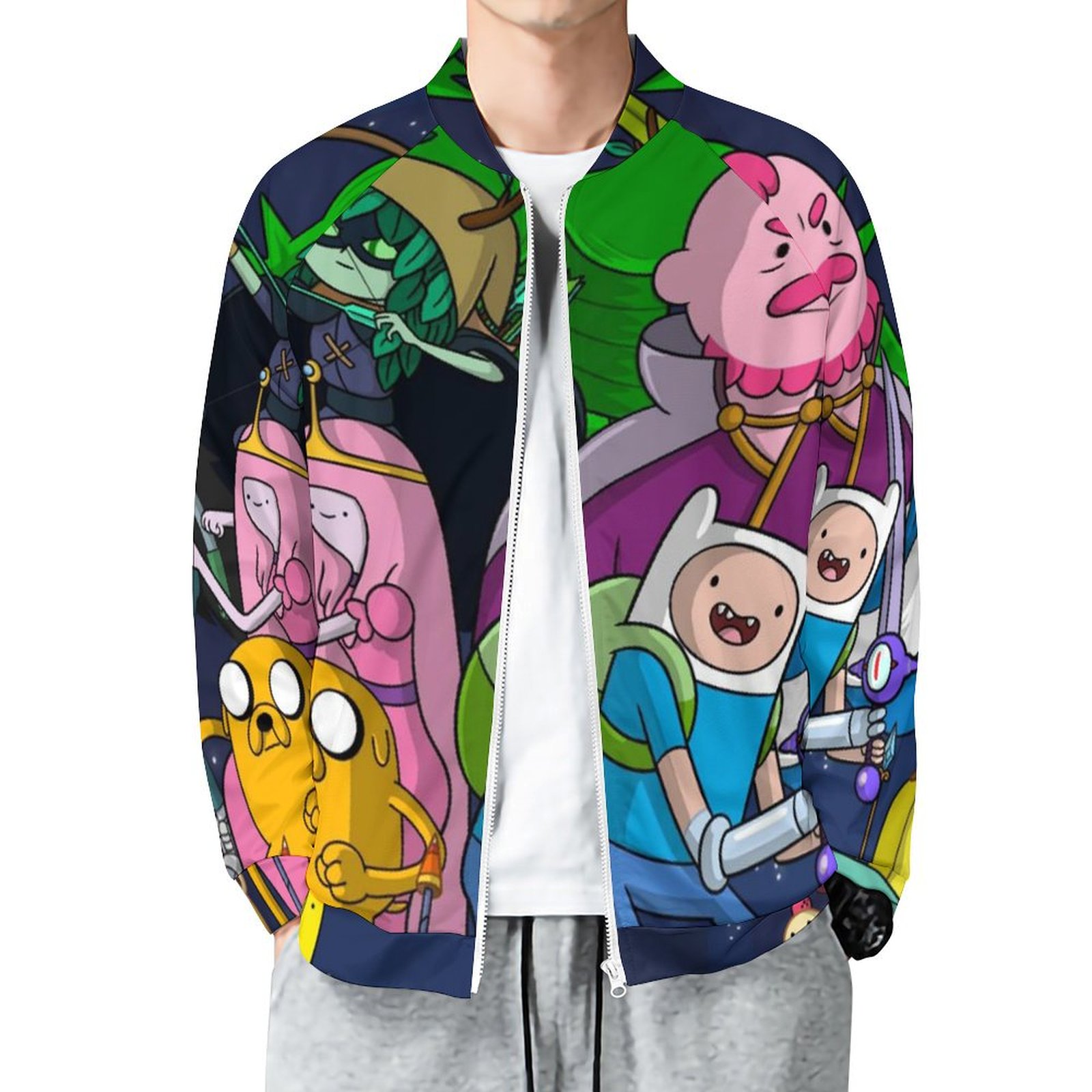Adventure Time Fashion Jacket Mens Windbreaker Coat Lightweight Zipper ...