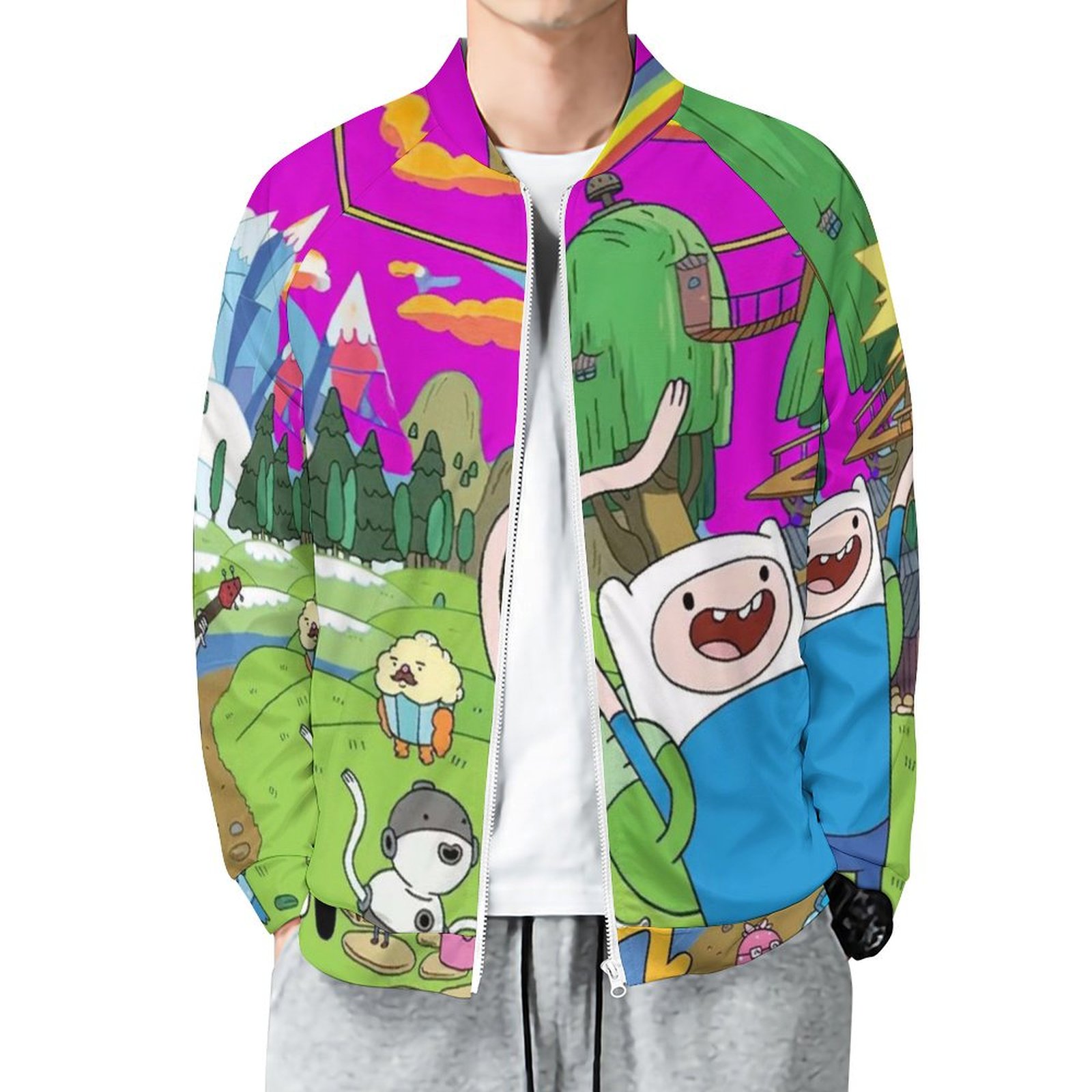 Adventure Time Fashion Jacket Mens Windbreaker Coat Lightweight Zipper ...