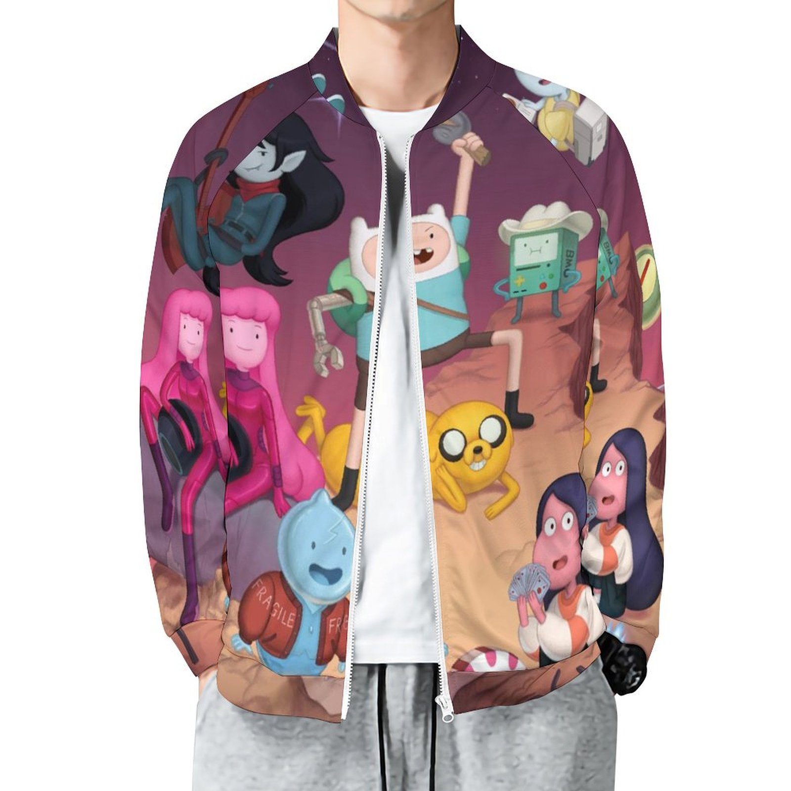 Adventure Time Fashion Jacket Mens Windbreaker Coat Lightweight Zipper ...