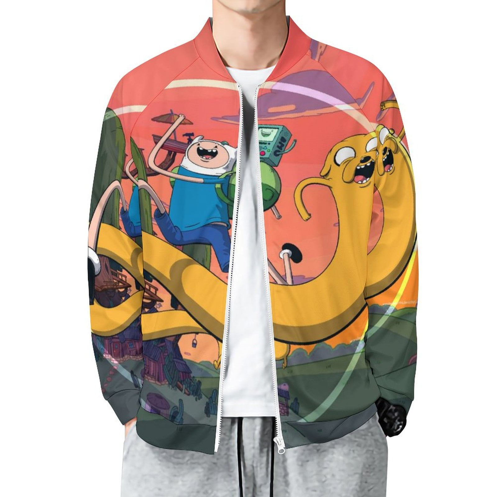 Adventure Time Fashion Jacket Mens Windbreaker Coat Lightweight Zipper ...
