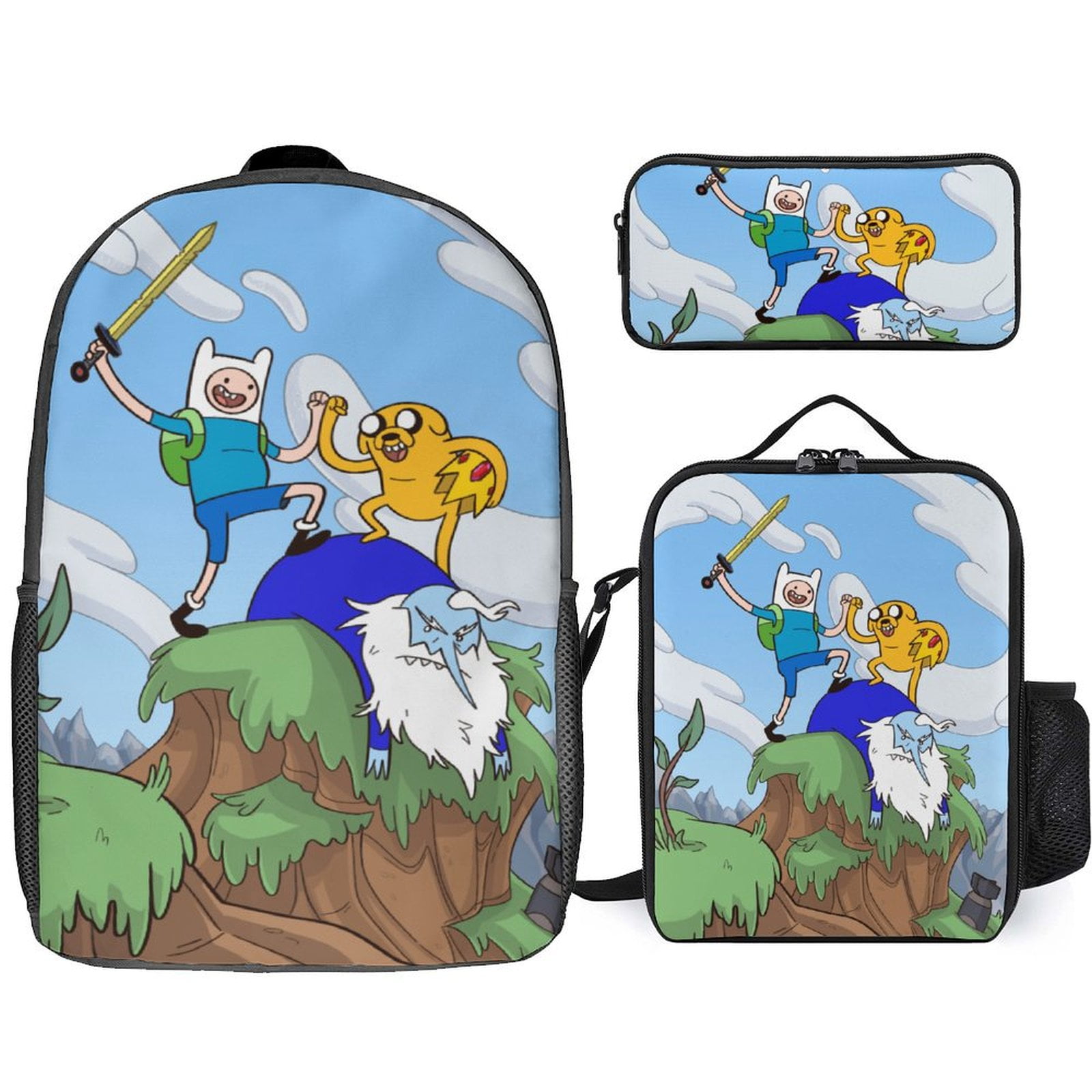 Adventure Time Finn Dog Backpack With Lunch Bag Pencil Case Set ...
