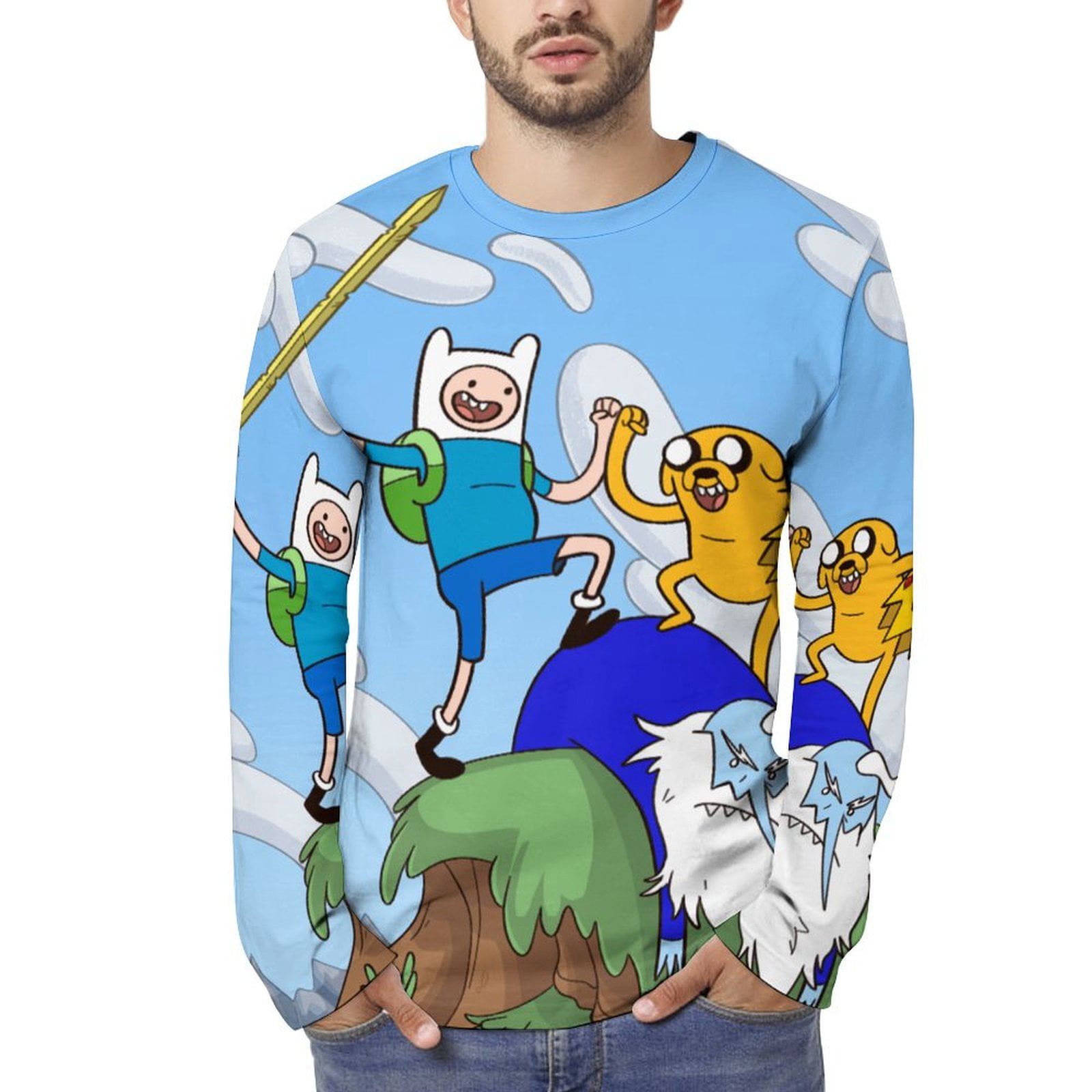 Adventure Time Finn Dog Men's Long Sleeve T Shirt 3D Printed Fashion ...