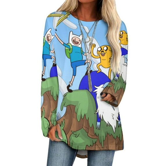Adventure Time Finn Dog Womens Long Sleeve T-Shirt Loose Fit Tops ...
