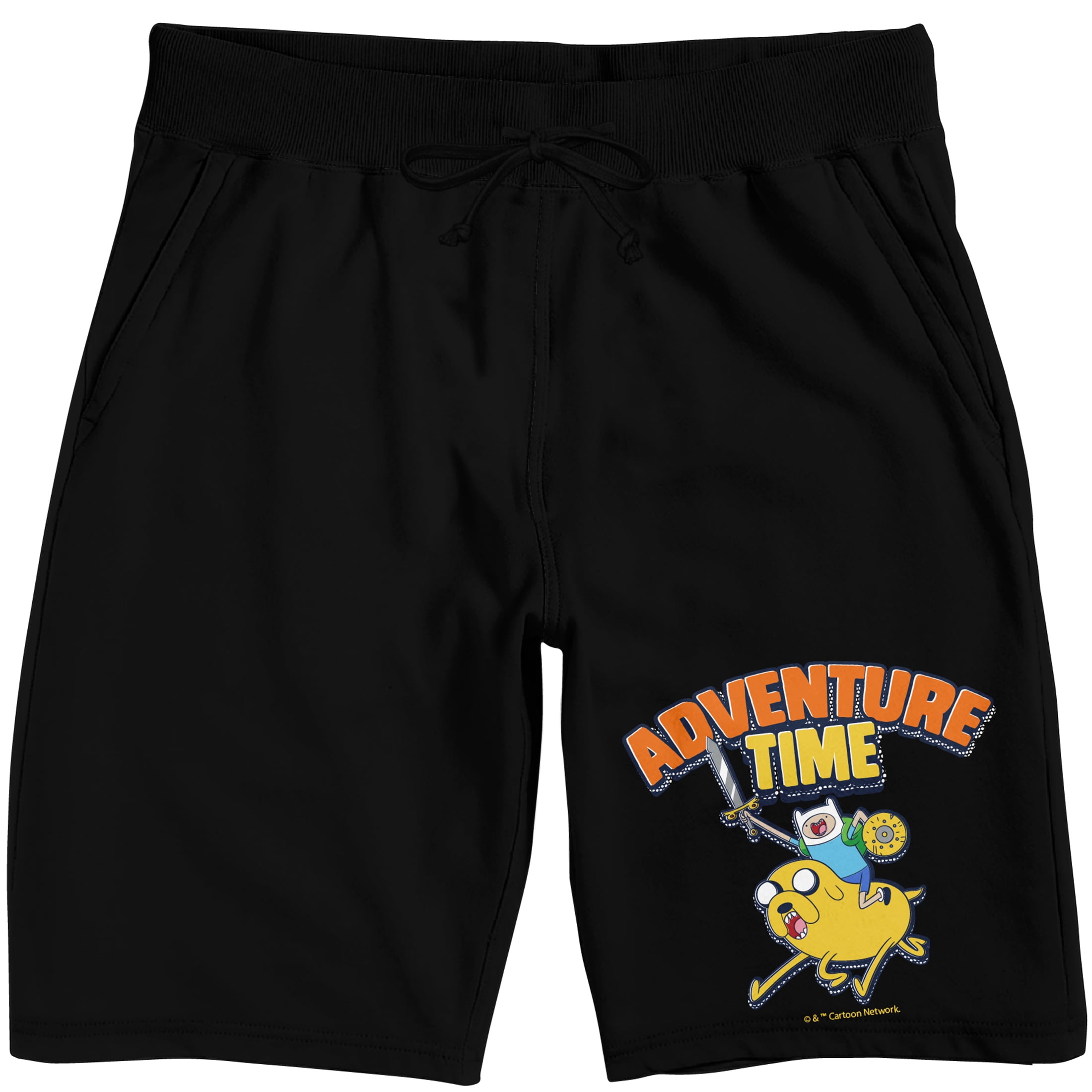 Adventure Time Finn & Jake Logo Adult Black Sleep Pajama Shorts ...