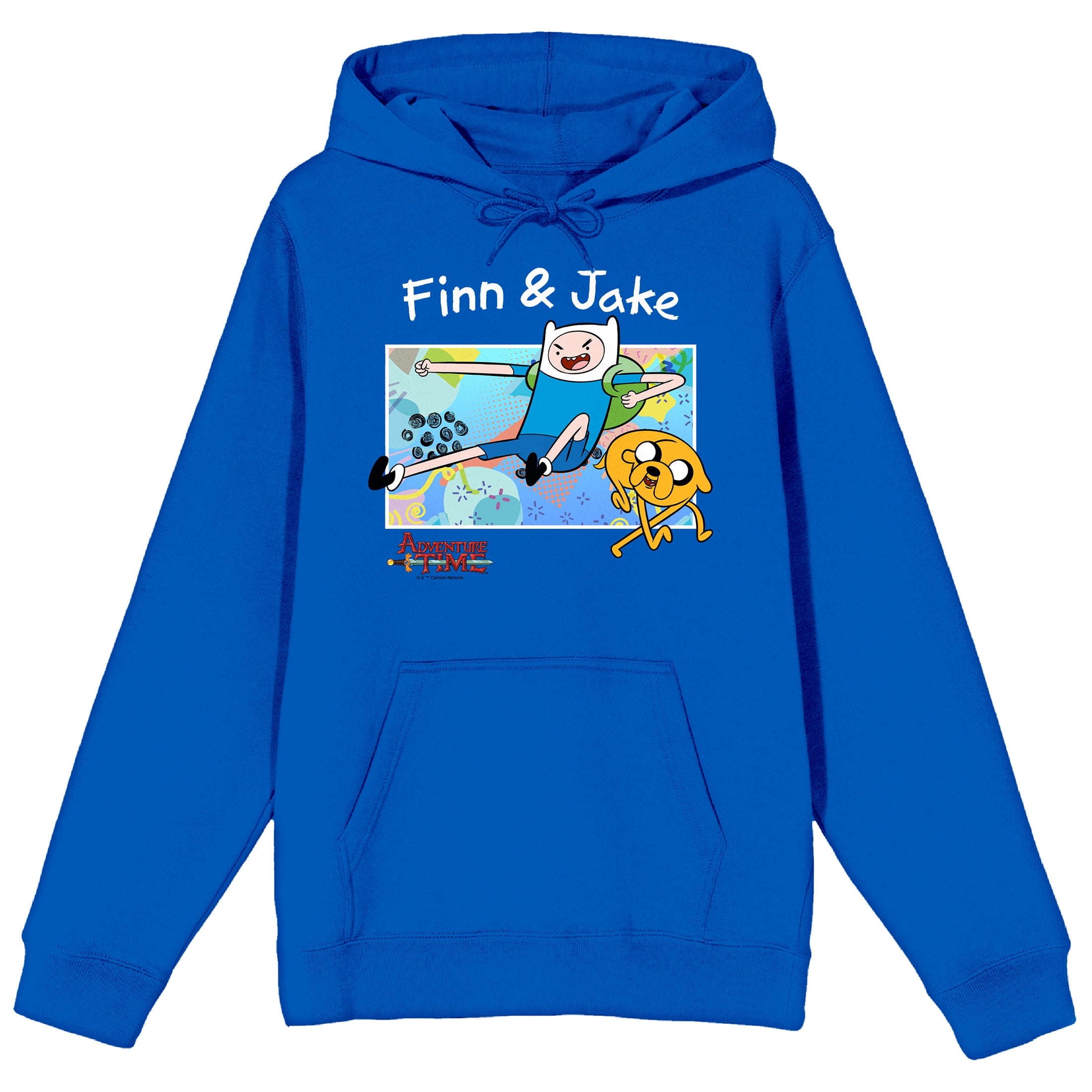 Adventure Time Finn & Jake Long Sleeve Royal Blue Adult Hooded ...