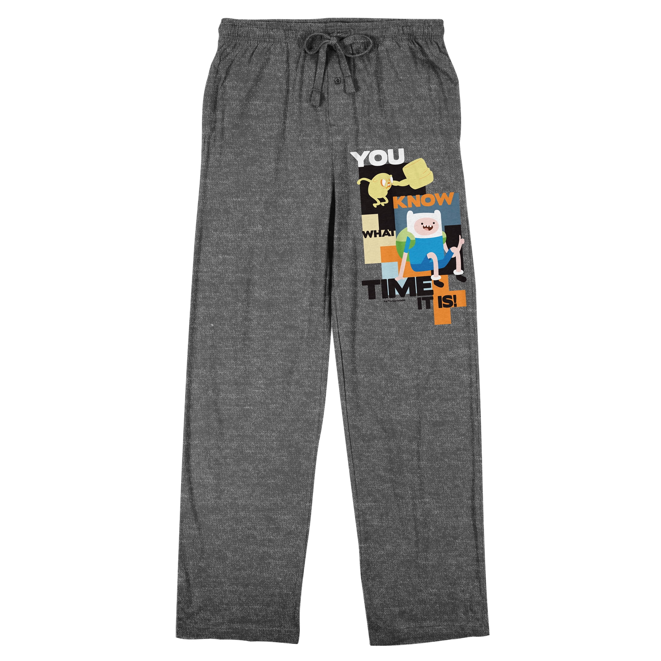 Adventure Time Finn and Characters Men's Heather Gray Sleep Pajama ...