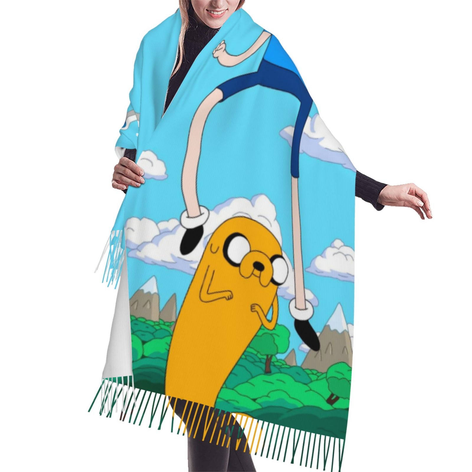 Adventure Time Fringed Scarf Wrap Long Soft Winter Warm Tassel Scarf ...