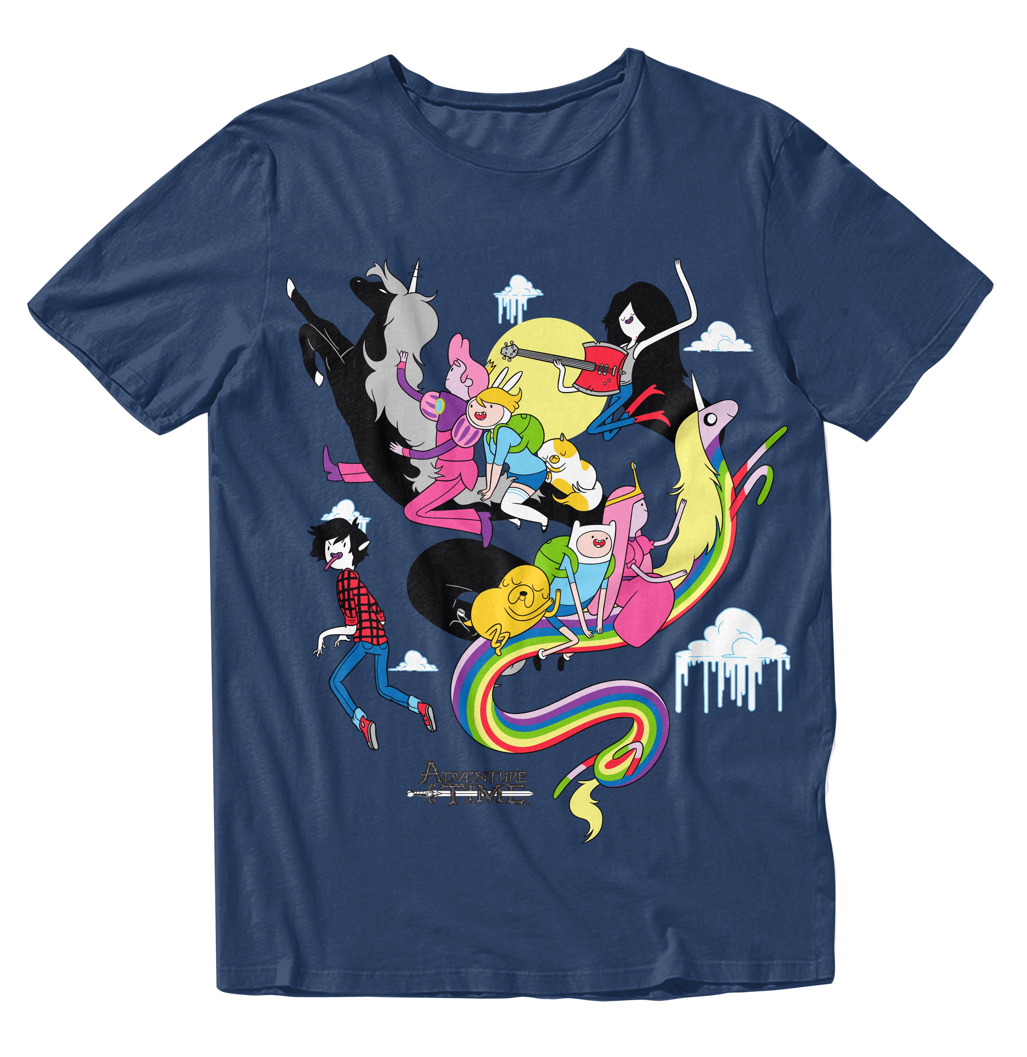 Adventure Time Gender Bend Characters Flying Mens and Womens Short Sleeve T-Shirt (Estate Blue ...