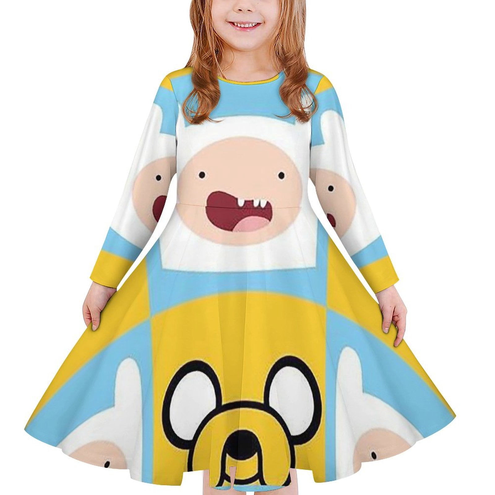 Adventure Time Girls Cartoon Long Sleeve Dress A Line Girls Dress M ...