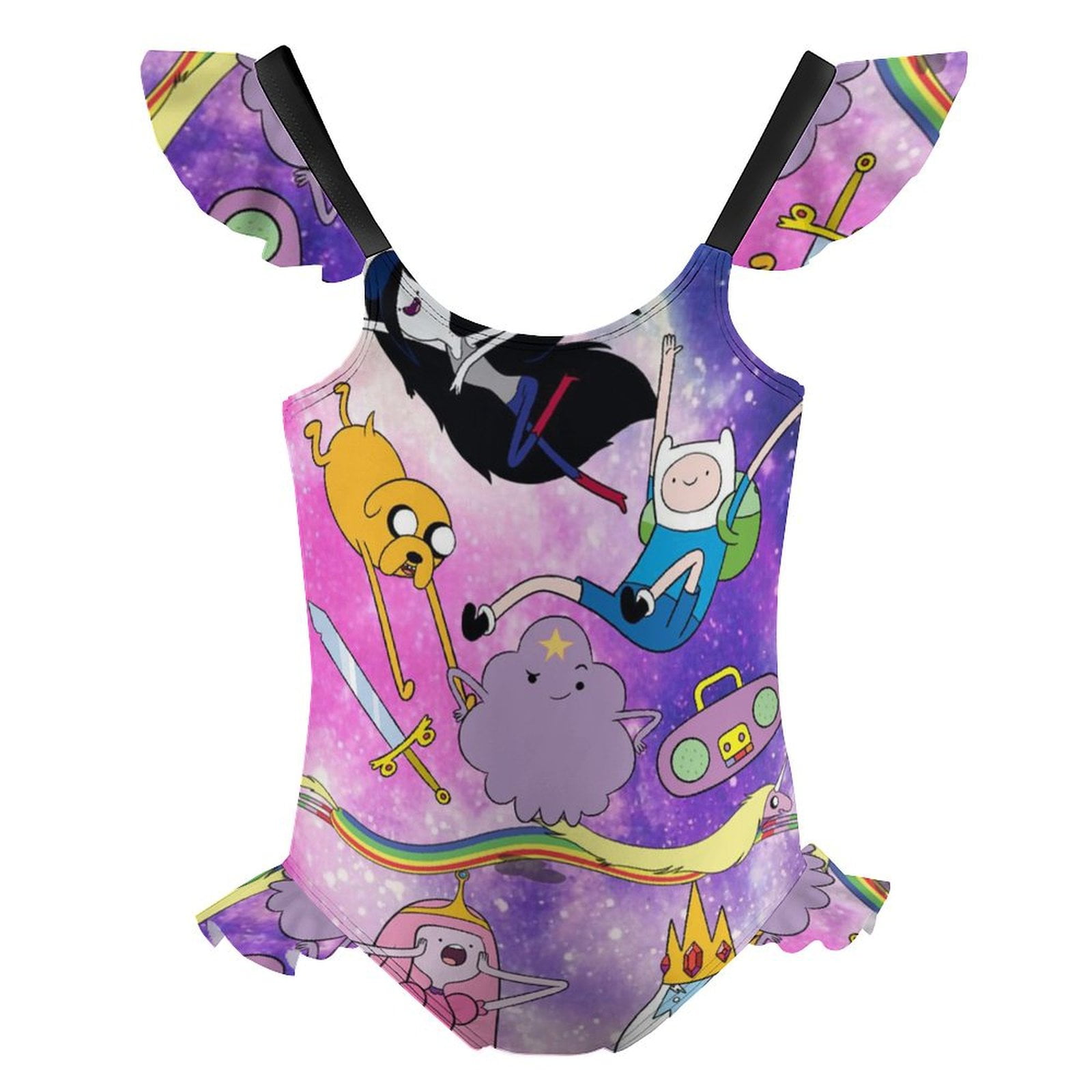 Adventure Time Girls Swimsuit Ruffle One-piece Beachwear Kids Cute ...