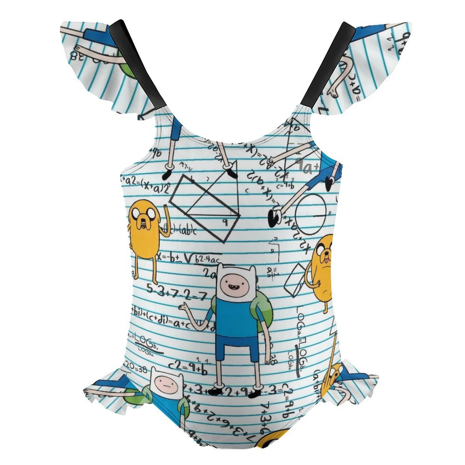 Adventure Time Girls cute one-piece swimsuit quick-drying ruffles 7-9Y ...