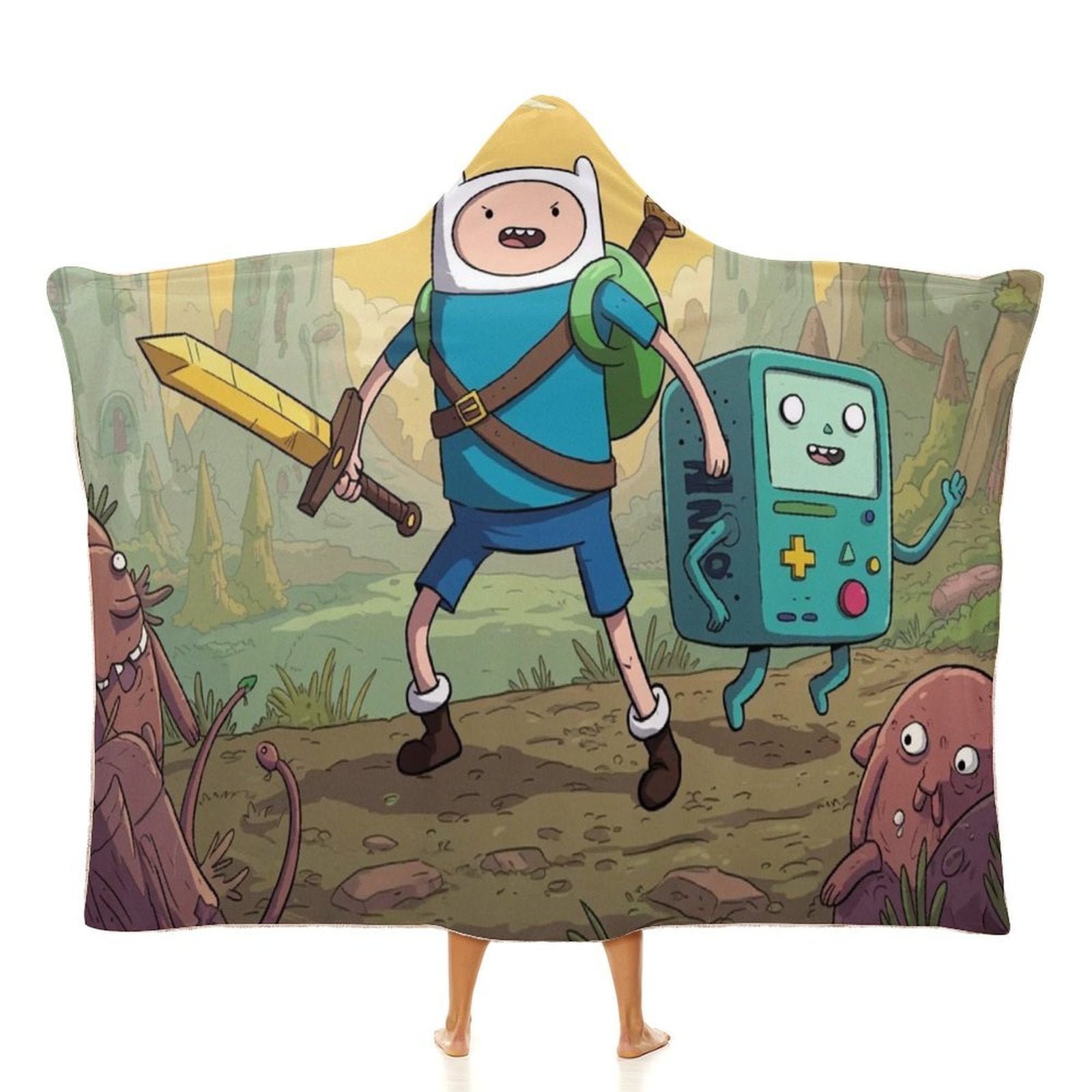 Adventure Time Hooded Blanket Soft Warm Cloak Wearable Blanket Hoodie ...
