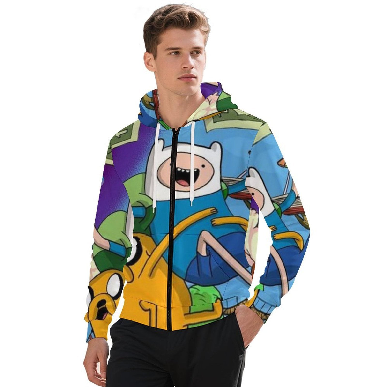 Adventure Time Jacket Casual Oversized Hoodie Stylish Zipper Hooded ...