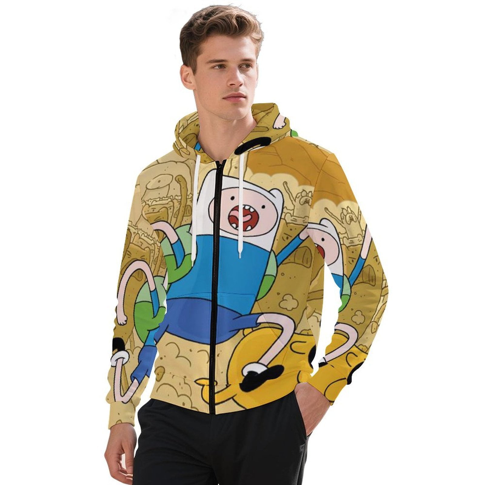 Adventure Time Jacket Casual Oversized Hoodie Stylish Zipper Hooded ...