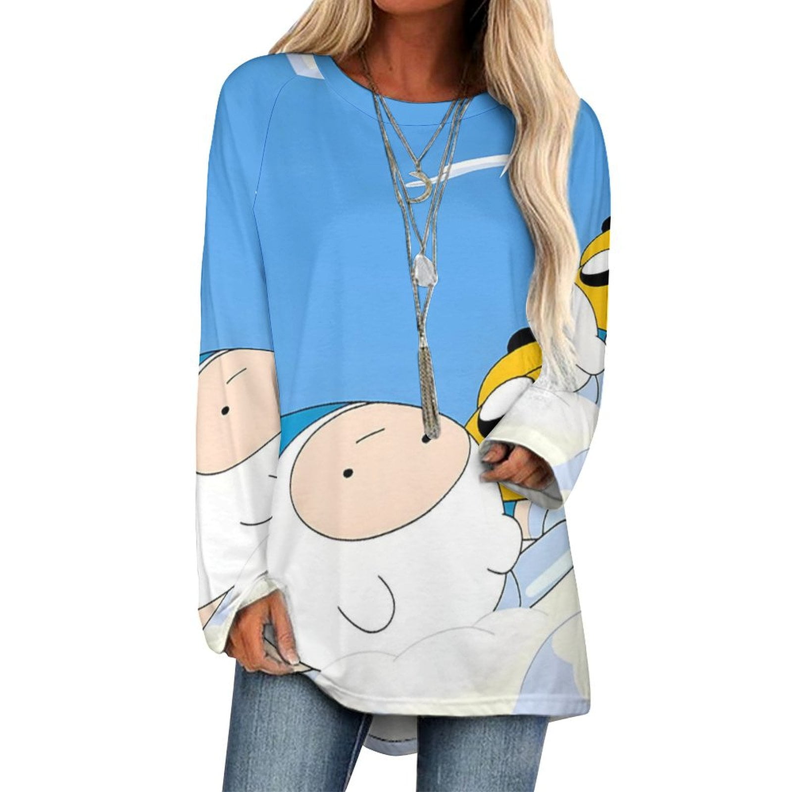 Adventure Time Jake Finn Womens Long Sleeve T-Shirt Loose Fit Tops ...