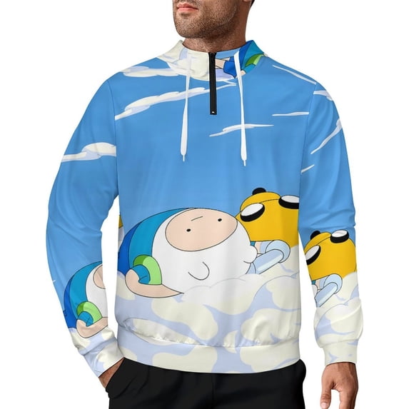 Adventure Time Jake Finn Zipper Pullover Sweatshirt Hoodies High Neck ...