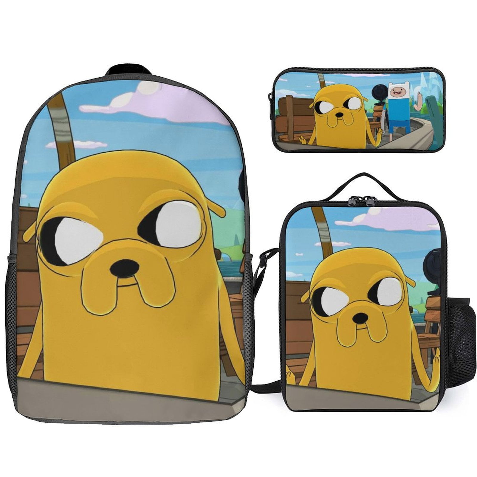 Adventure Time Jake The Dog 3Pcs Bookbag Sets Backpack with Lunch Bag And Pencil Case for Work ...