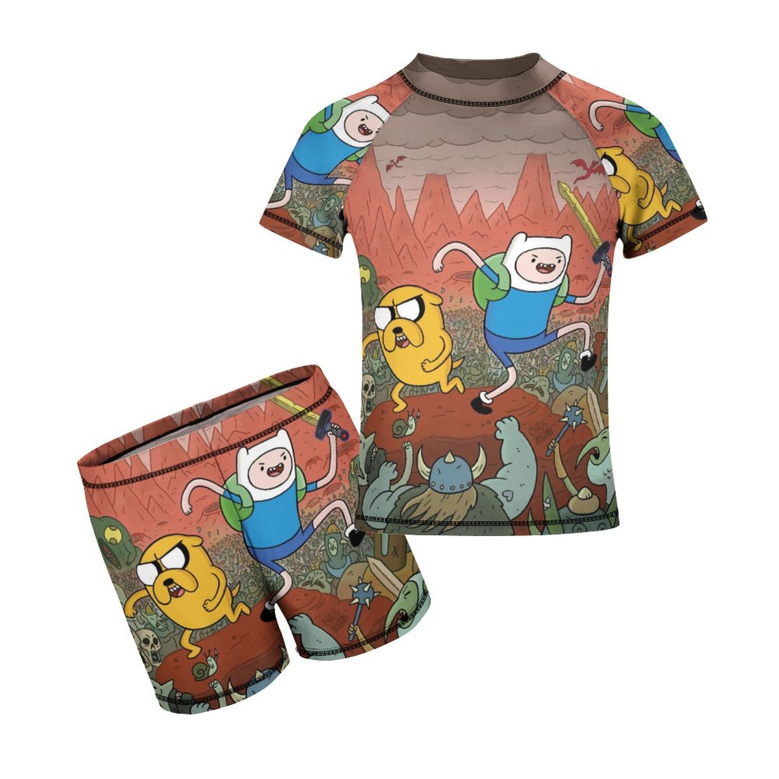 Adventure Time Jake The Dog Boys 2-Piece Swimsuit Set, Short Sleeve ...